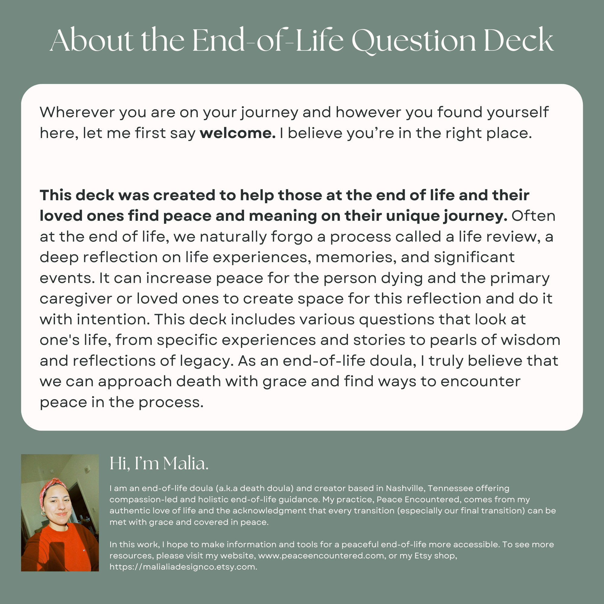 End of Life Question Deck, Questions for a Peaceful Transition, Legacy ...