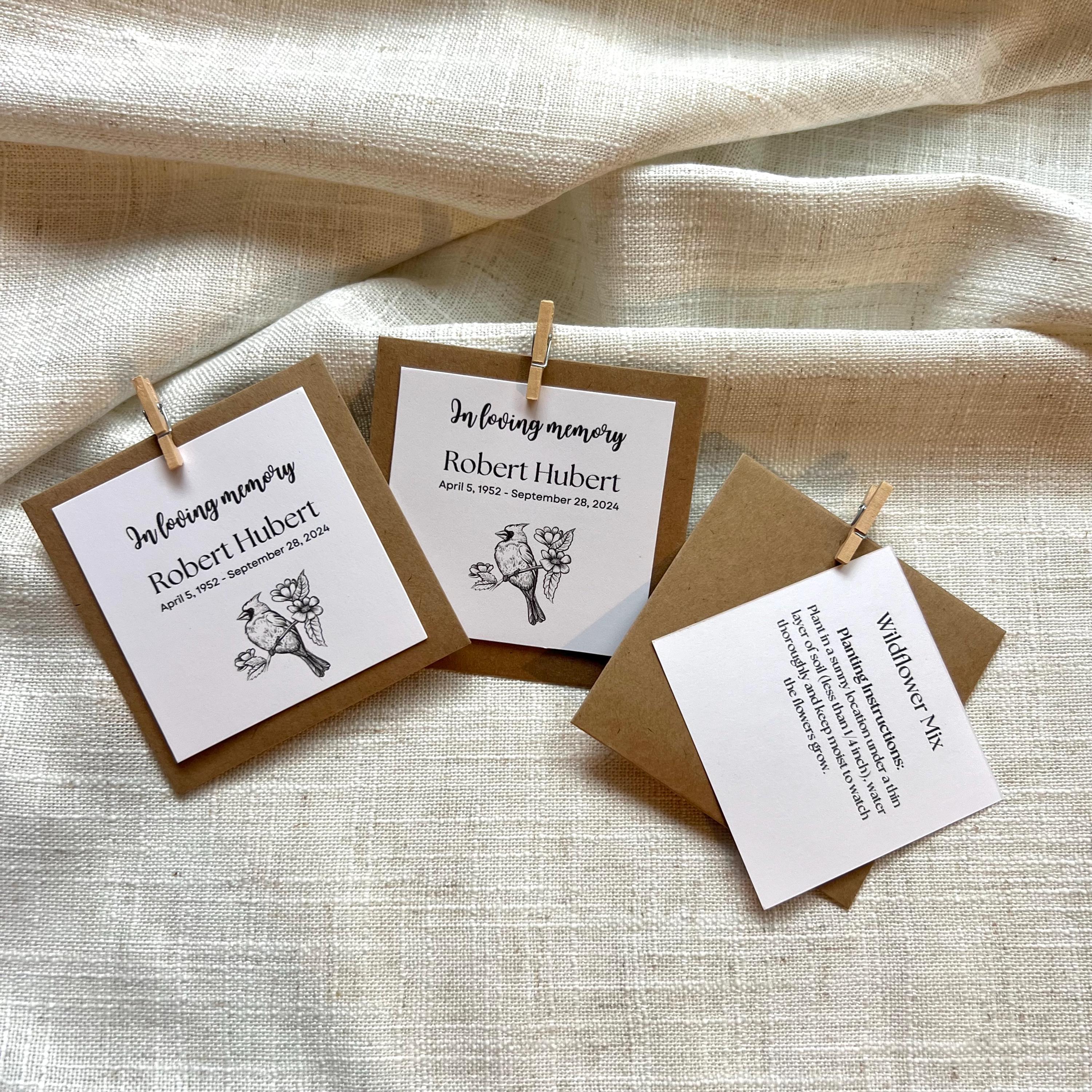 Memorial Seed Packet Favor, Celebration of Life, Custom Personalized ...