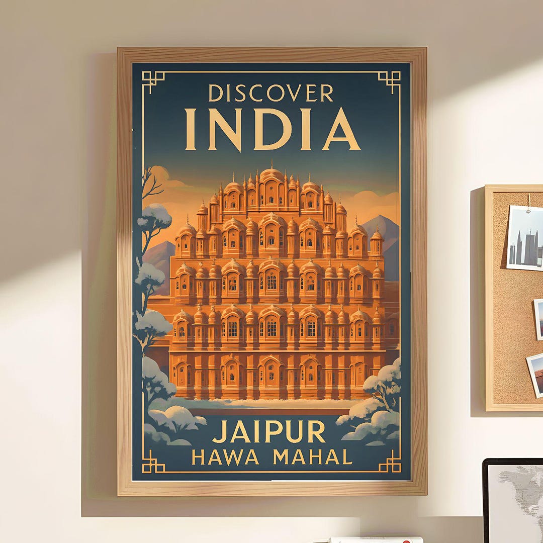 Jaipur Hawa Mahal Travel Poster - Art Deco Wall Art - India Print - Etsy