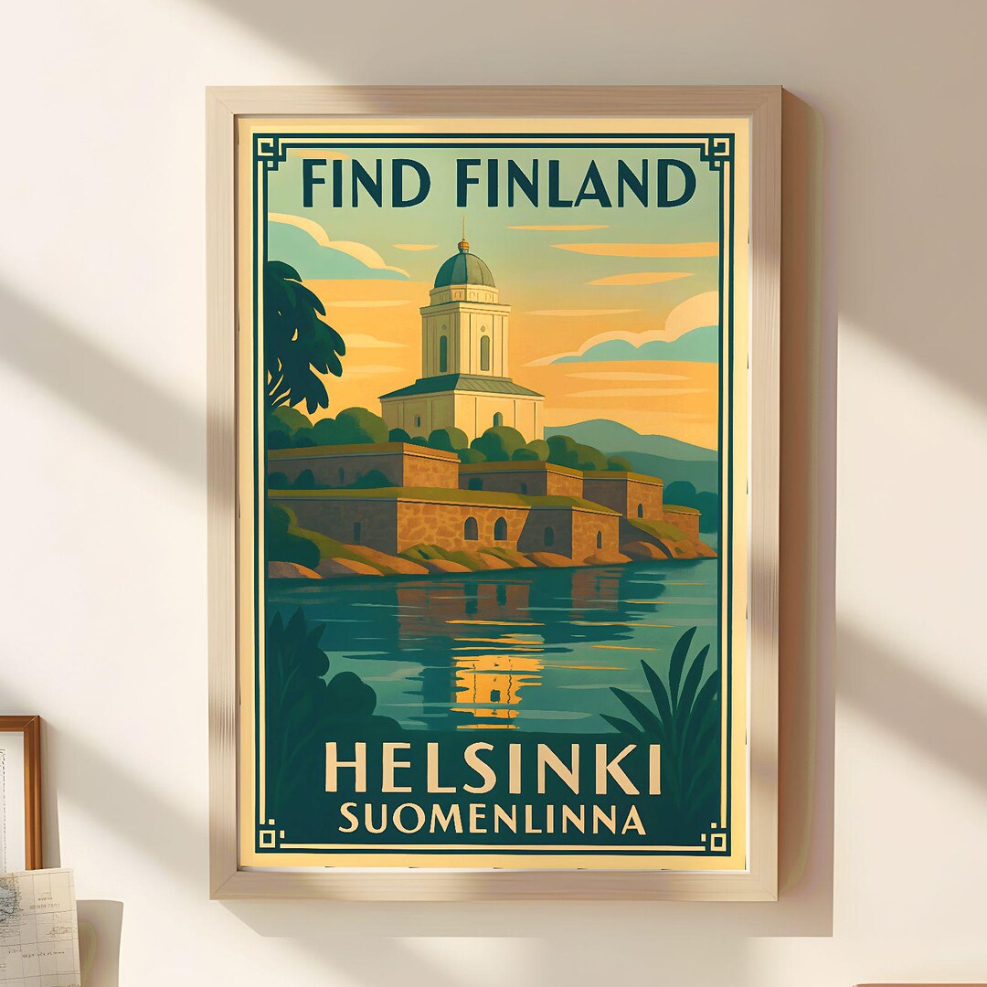 Suomenlinna Travel Poster - Art Deco Wall Art - Helsinki Finland Print ...