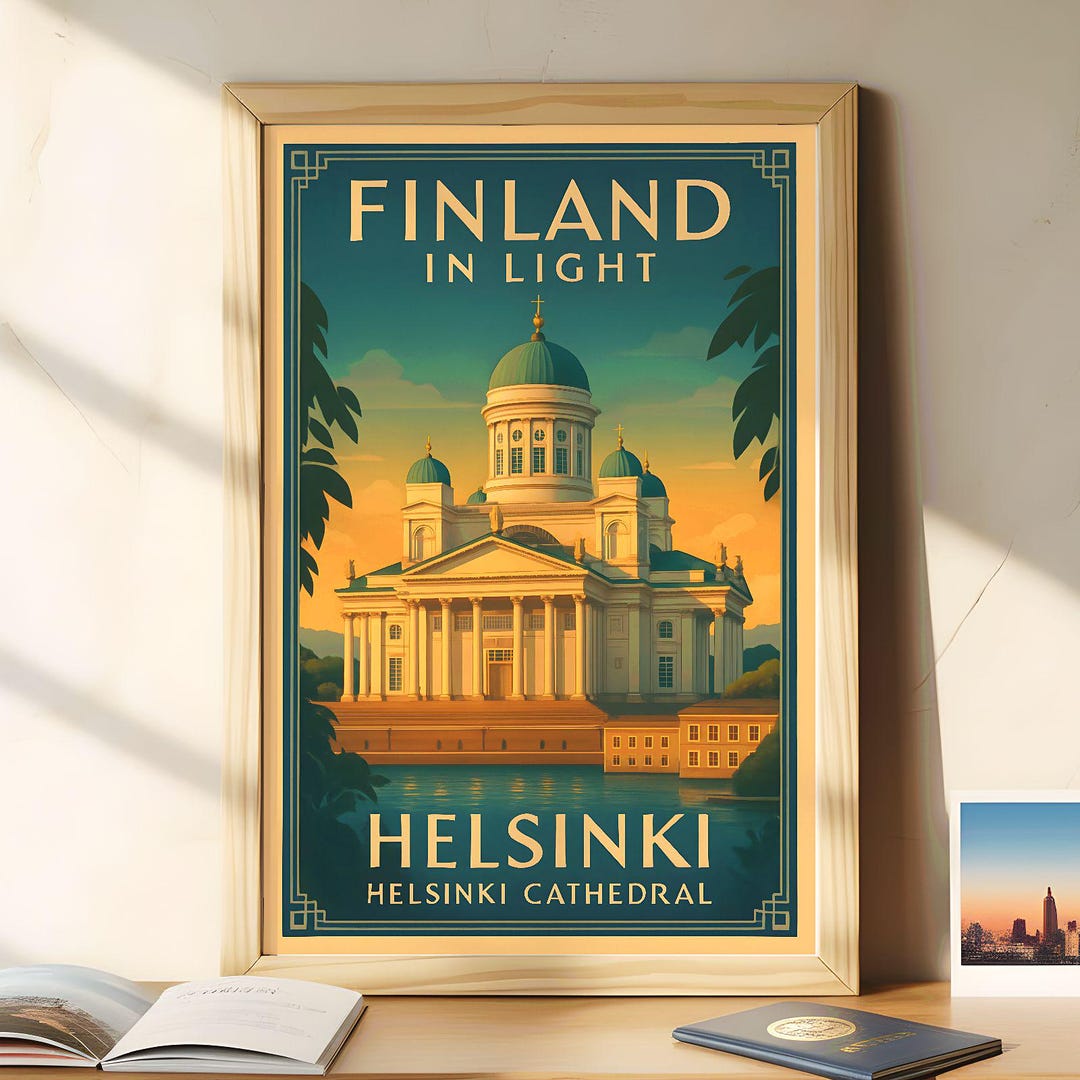 Helsinki Cathedral Travel Poster - Art Deco Wall Art - Finland Print - Etsy