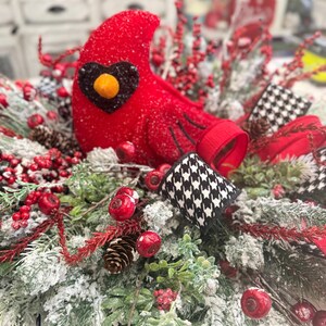 Cardinal Centerpiece for Table, Traditional Christmas Arrangement ...