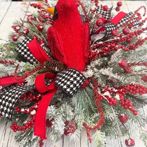 Cardinal Centerpiece for Table, Traditional Christmas Arrangement ...