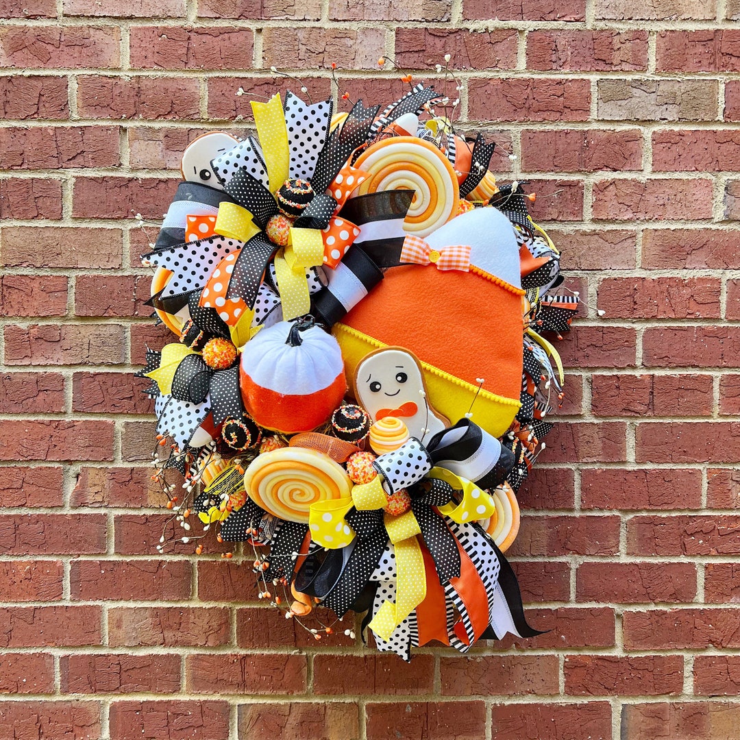 Candy Corn Door Wreath Pumpkin Candy Decor Fall Candy - Etsy