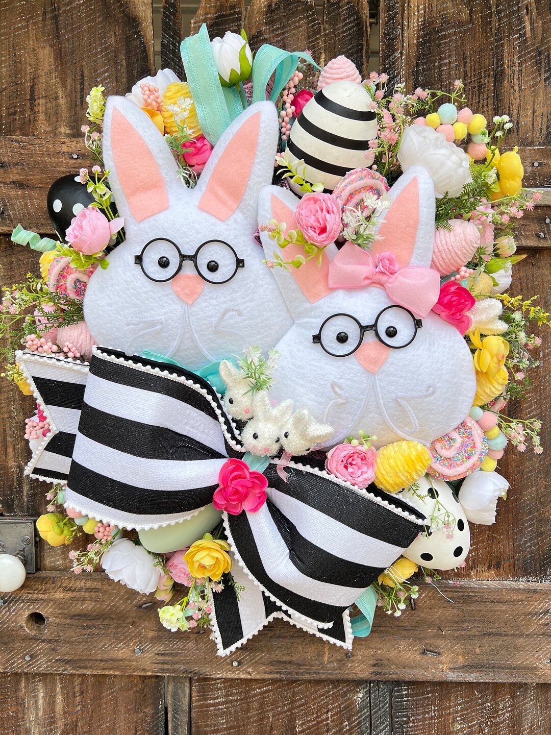 Easter Bunny Family Wreath for Front Door, Bunnies Wreath, Spring Door ...