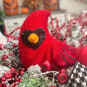 Cardinal Centerpiece for Table, Traditional Christmas Arrangement ...