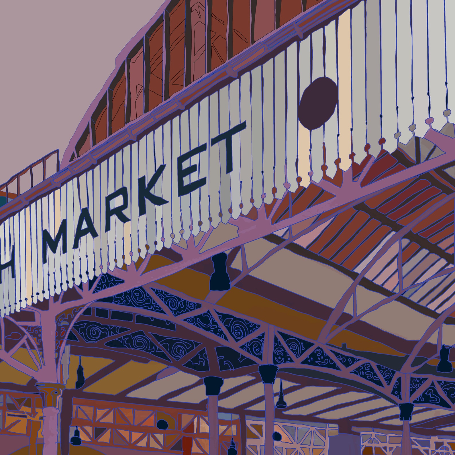 Borough Market Illustration, South London Print, South London Poster ...