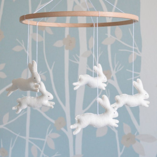 Bunny Mobile Rabbit Mobile-baby Mobile Nursery Decor Felt - Etsy
