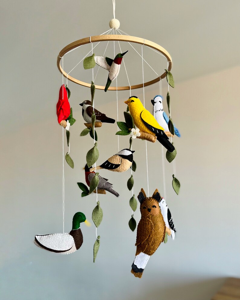Birds Baby Mobile for Woodland Nursery American Birds Decor for Nursery ...