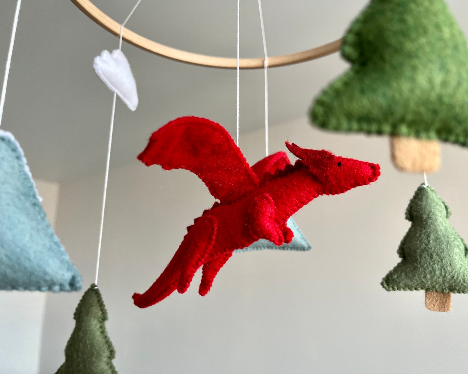 Red Dragon Mobile for Baby Nursery Fantasy Nursery Felt Dragon - Etsy