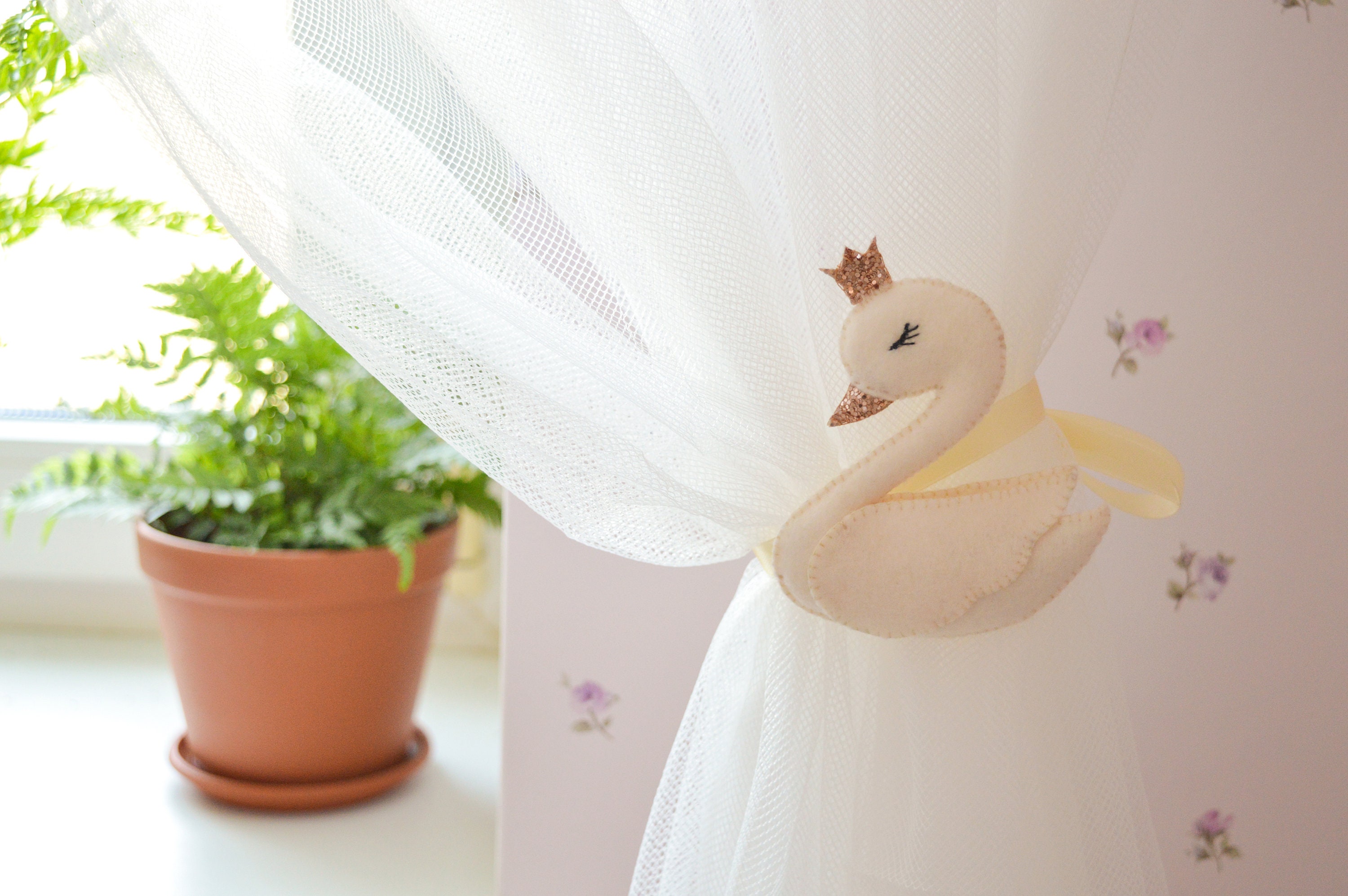 Curtain Tie Back Swan Nursery Decor Childrens Party Woodland Fantasy ...