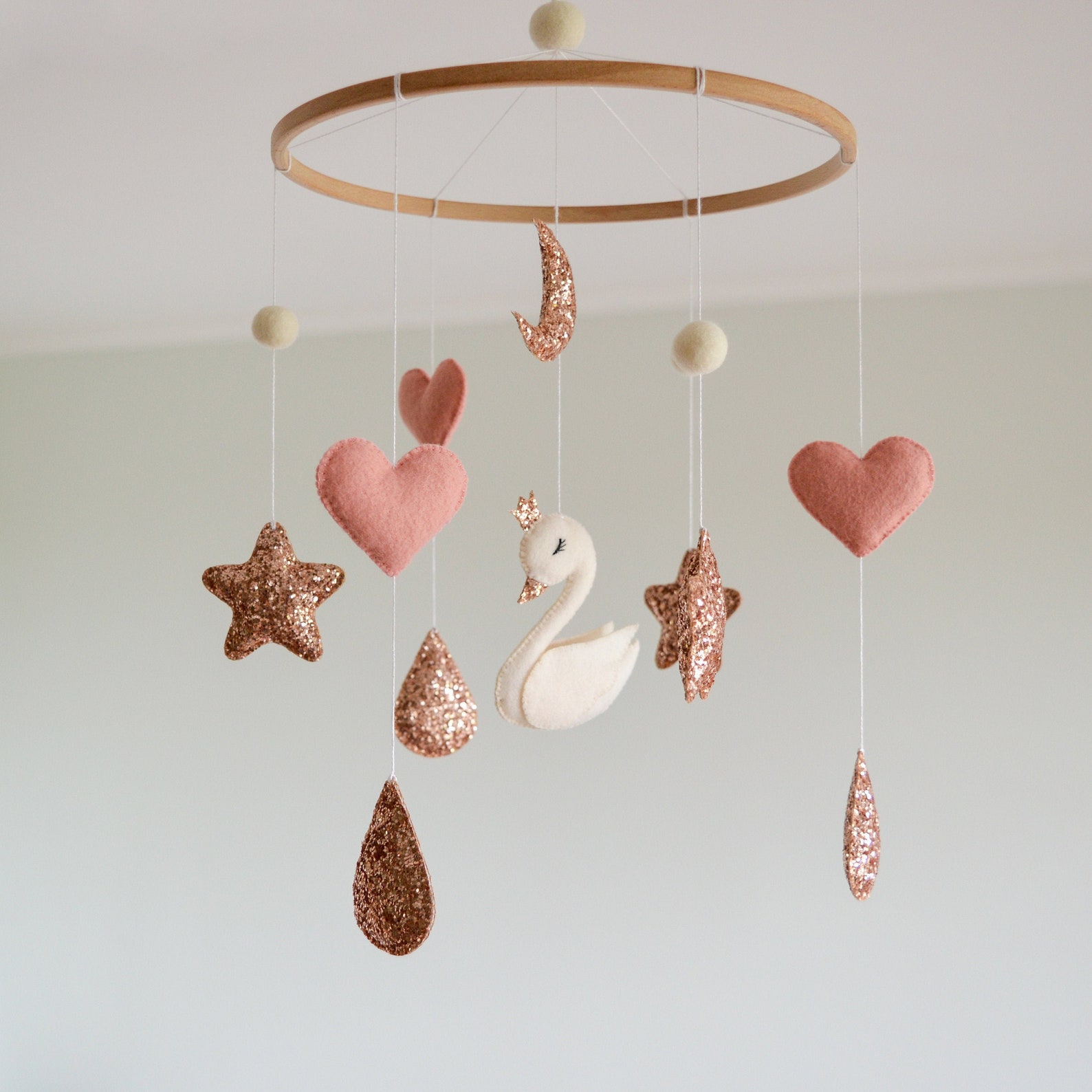 Swan Baby Mobile Swan Nursery Crib Mobile Moon and Stars Girls | Etsy