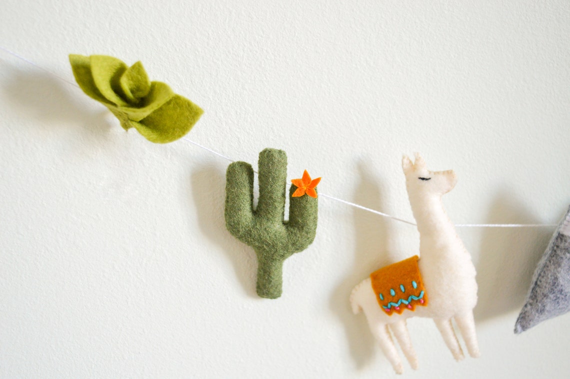 Alpaca Nursery Decor Mountain Nursery Garland Desert Nursery Felt ...