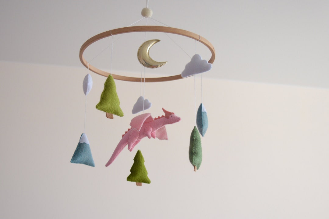 Dragon Baby Mobile for Girls Room Baby Girl Mobile Pink Dragon Baby ...
