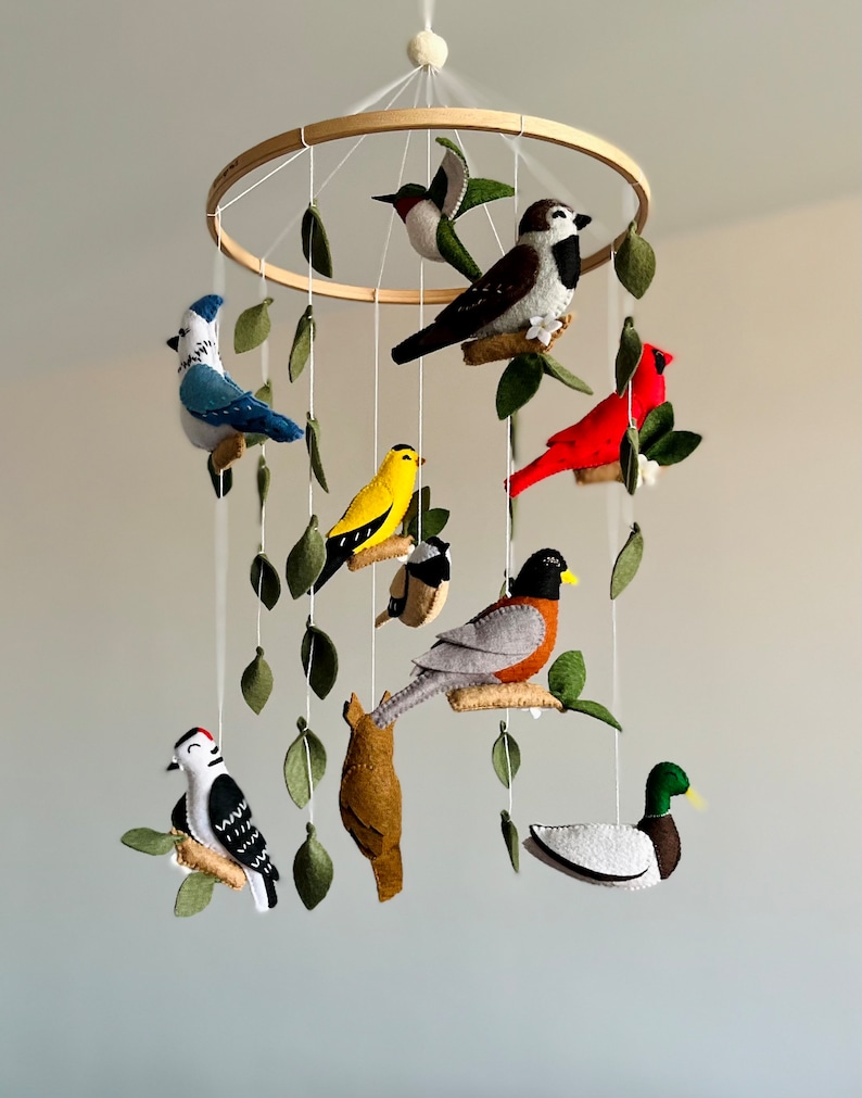 Birds Baby Mobile for Woodland Nursery American Birds Decor for Nursery ...