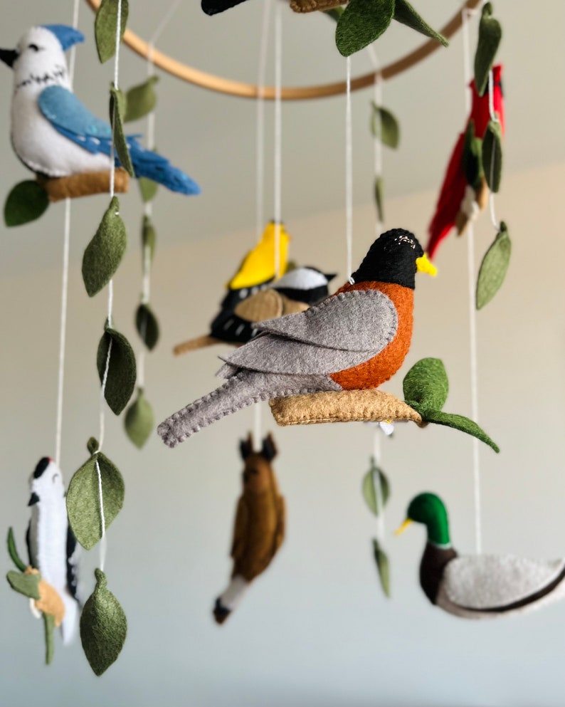 Birds Baby Mobile for Woodland Nursery American Birds Decor for Nursery ...