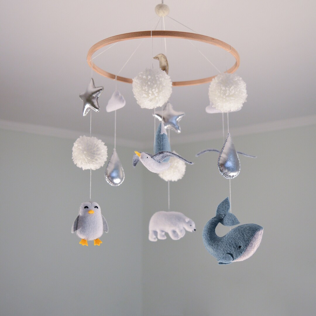 Whale Baby Mobile Sea Baby Mobile Ocean Nursery Mobile Felt Baby ...