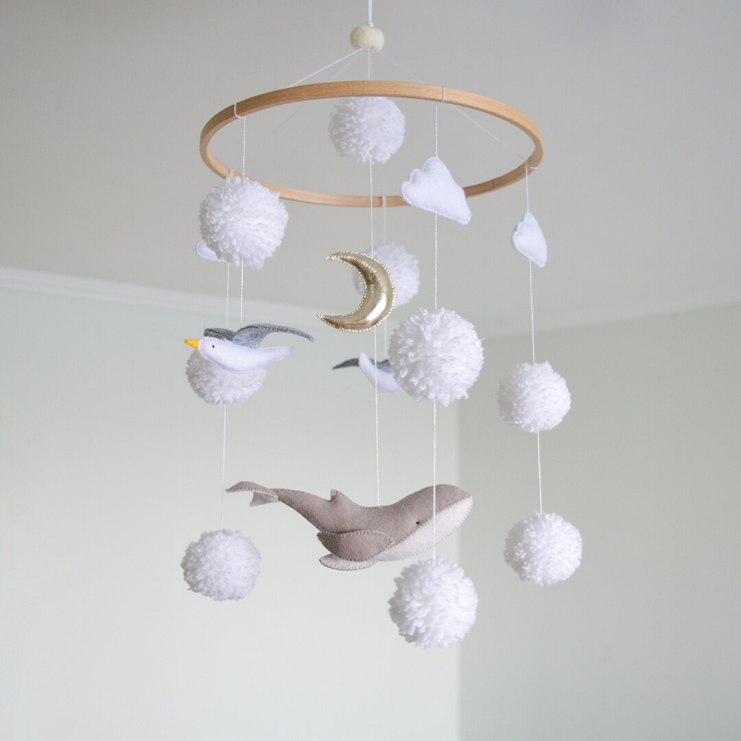 Whale Baby Mobile Seagulls and Whale Baby Nursery Mobile Sea Ocean Baby ...