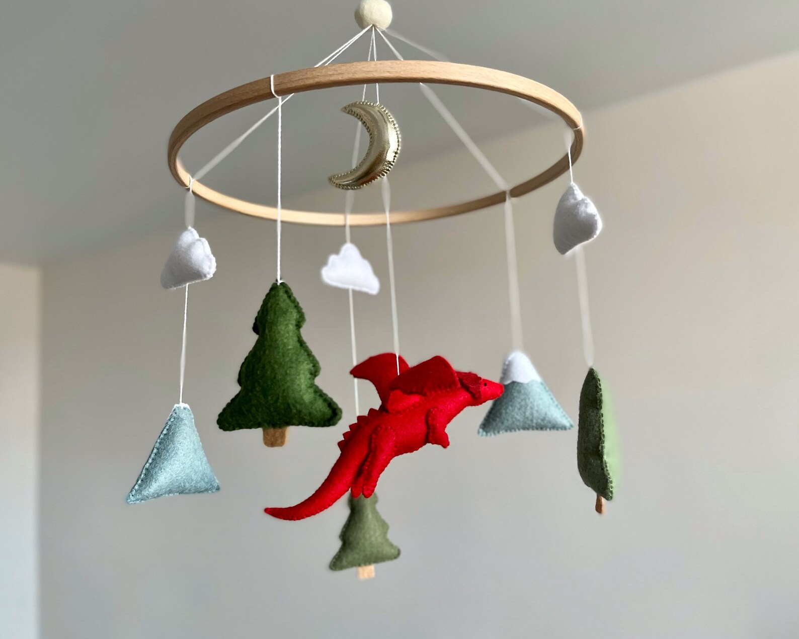 Red Dragon Mobile for Baby Nursery Fantasy Nursery Felt Dragon - Etsy