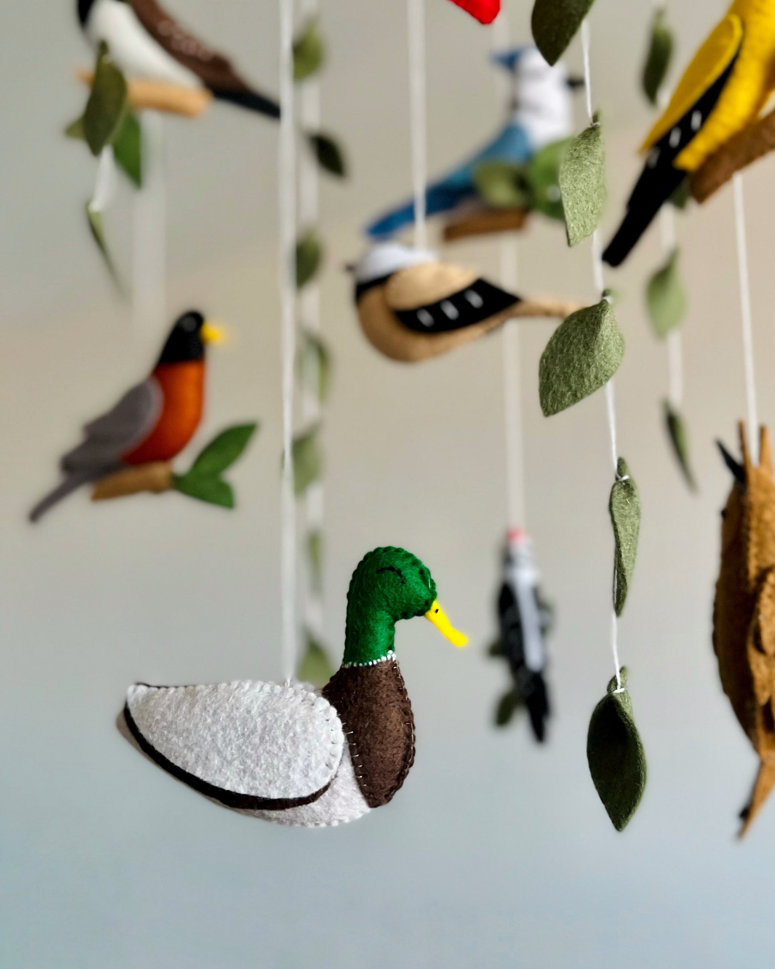 Birds Baby Mobile for Woodland Nursery American Birds Decor for Nursery ...