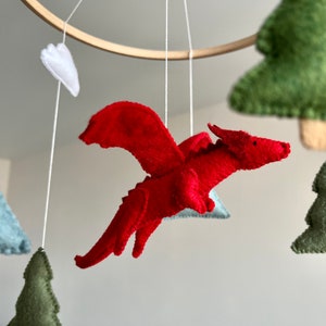Red Dragon Mobile for Baby Nursery Fantasy Nursery Felt Dragon Gender ...