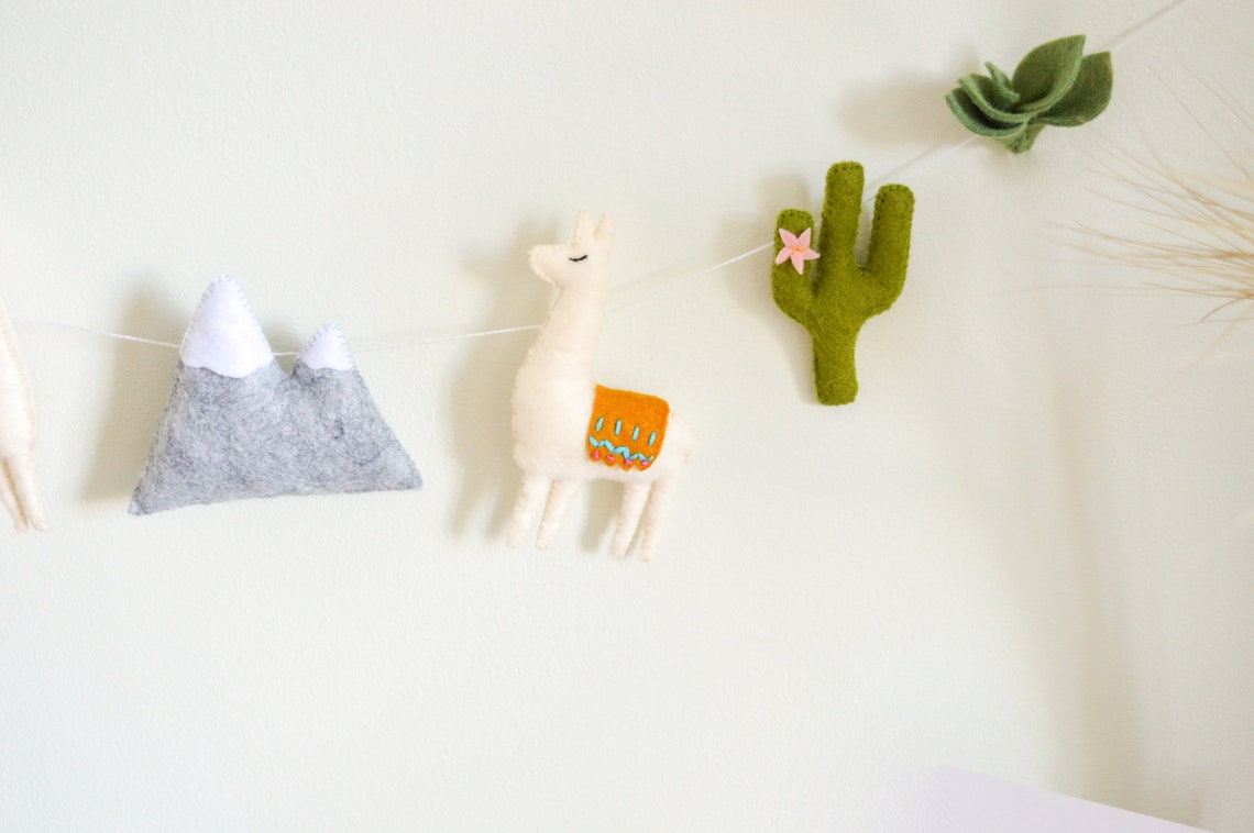 Alpaca Nursery Decor Mountain Nursery Garland Desert Nursery Felt ...