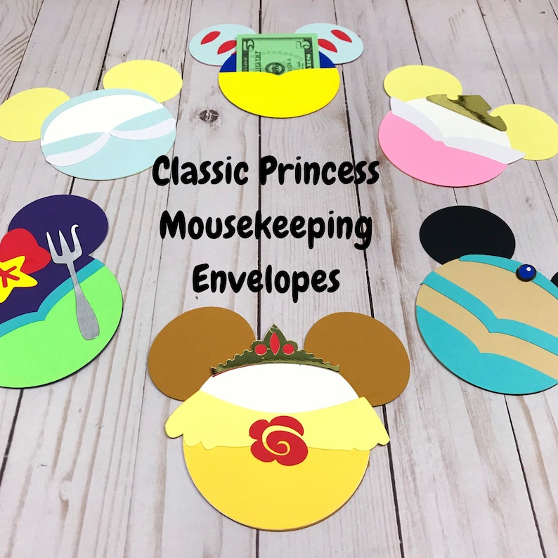Mousekeeping Envelopes Disney Princess Designs Money Tip - Etsy