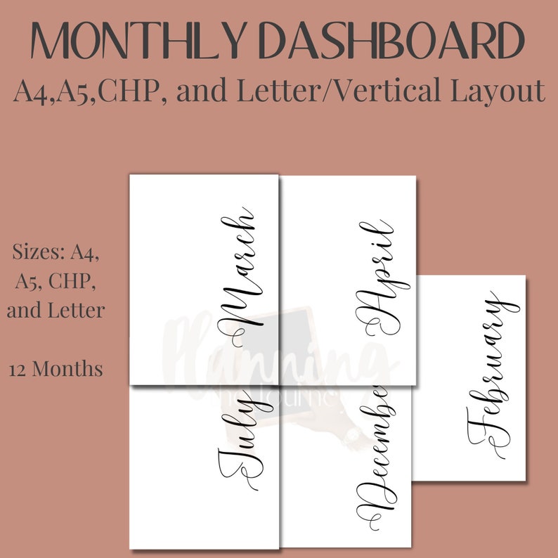 Monthly Dashboard Printables - Etsy