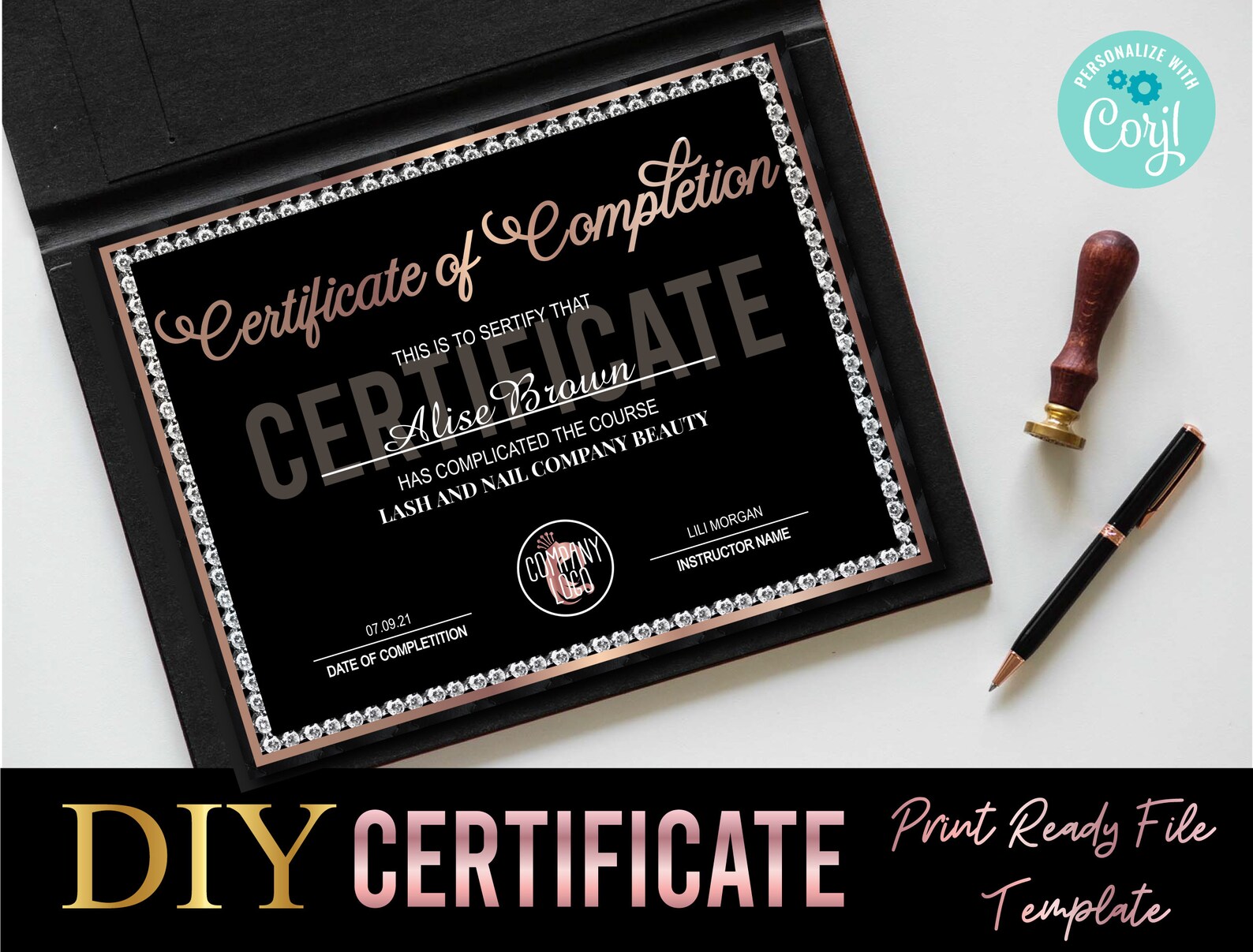 DIY Certificate of Completion Lashes Certificate Template | Etsy