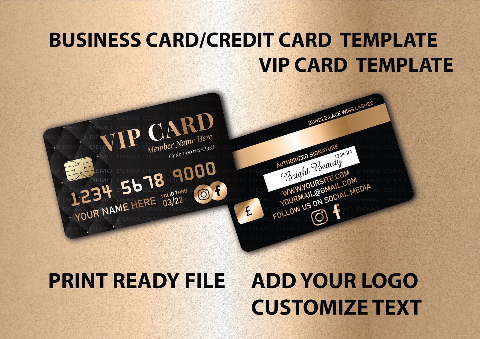 DIY VIP Hologram Credit Card Business Card Gold Glitter - Etsy