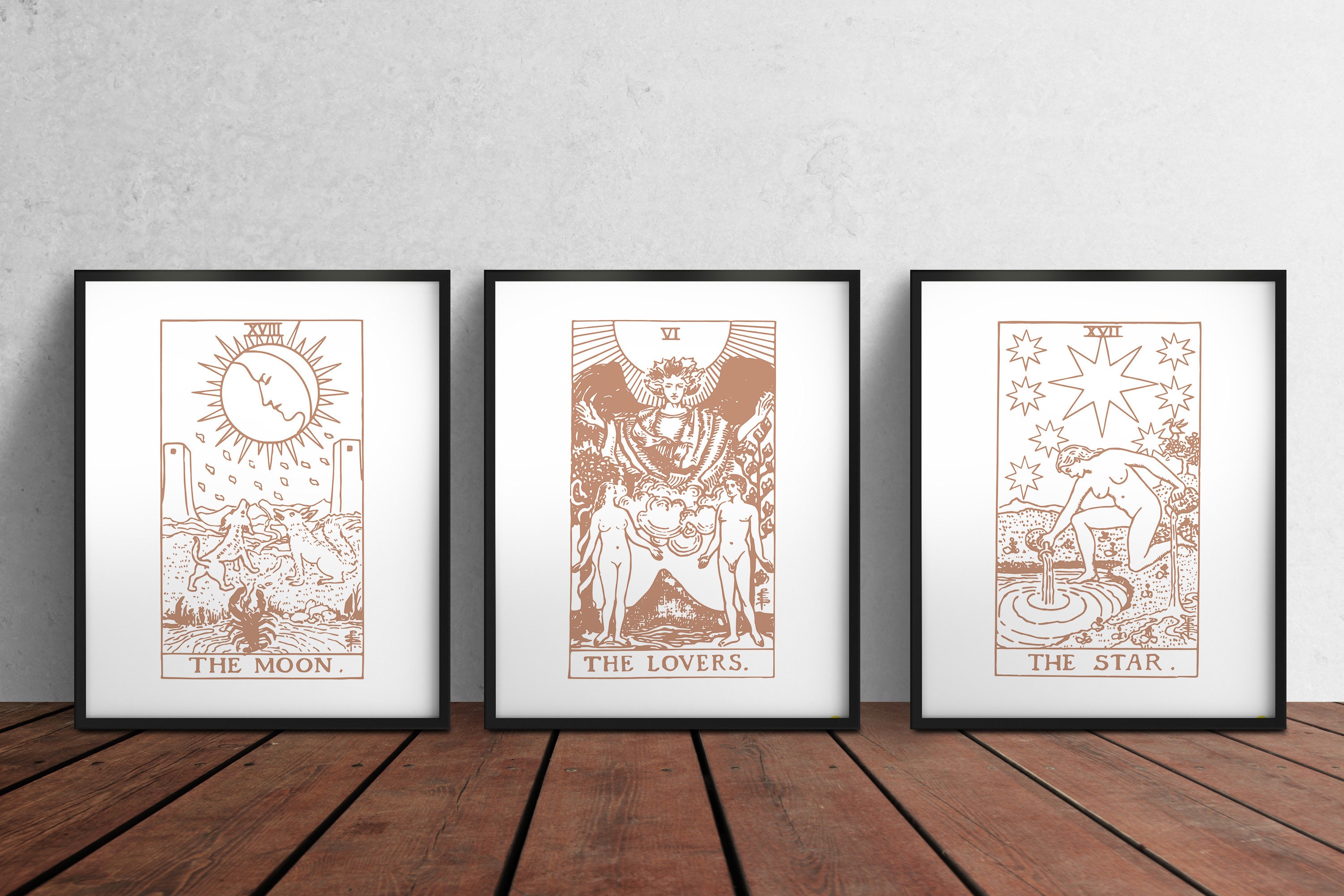 Set of 3 Tarot Prints Tarot Card Print the Star the Lovers - Etsy
