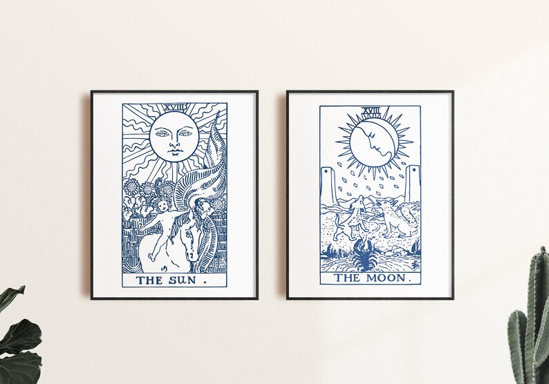 The Sun and Moon Tarot Card Print Set 2 Prints Tarot Deck | Etsy UK