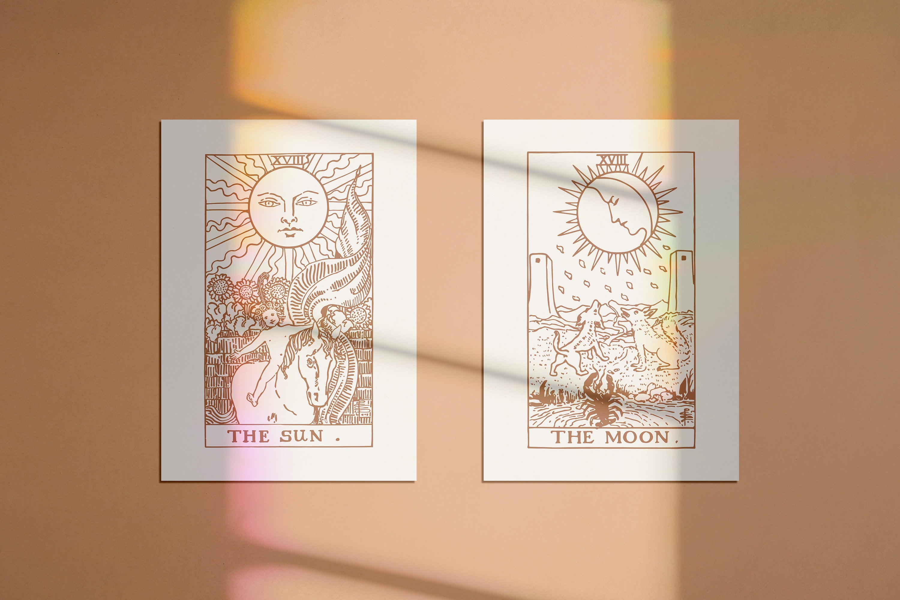 The Sun and Moon Tarot Card Print Set 2 Prints Tarot Deck - Etsy UK