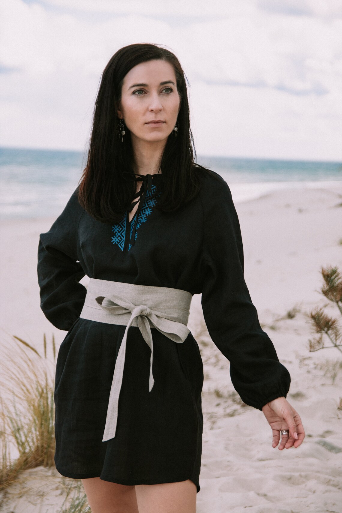 Linen Boho Summer Tunic With Slavic Ukrainian Embroidery and - Etsy