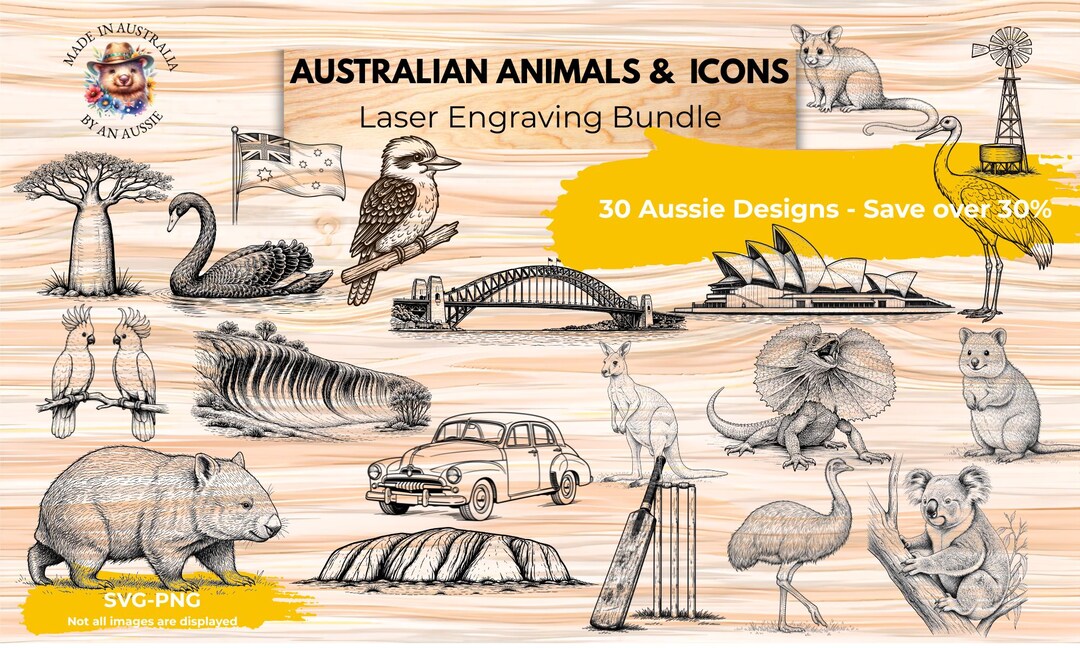 Australian Animals & Icons Laser Engraving Designs | Aussie Wildlife ...