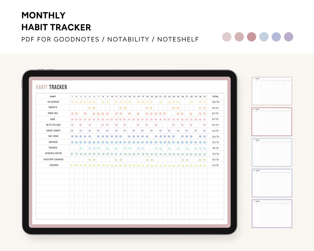 Cute Goodnotes Template,habit Tracker Pdf,routine Tracker,digital ...