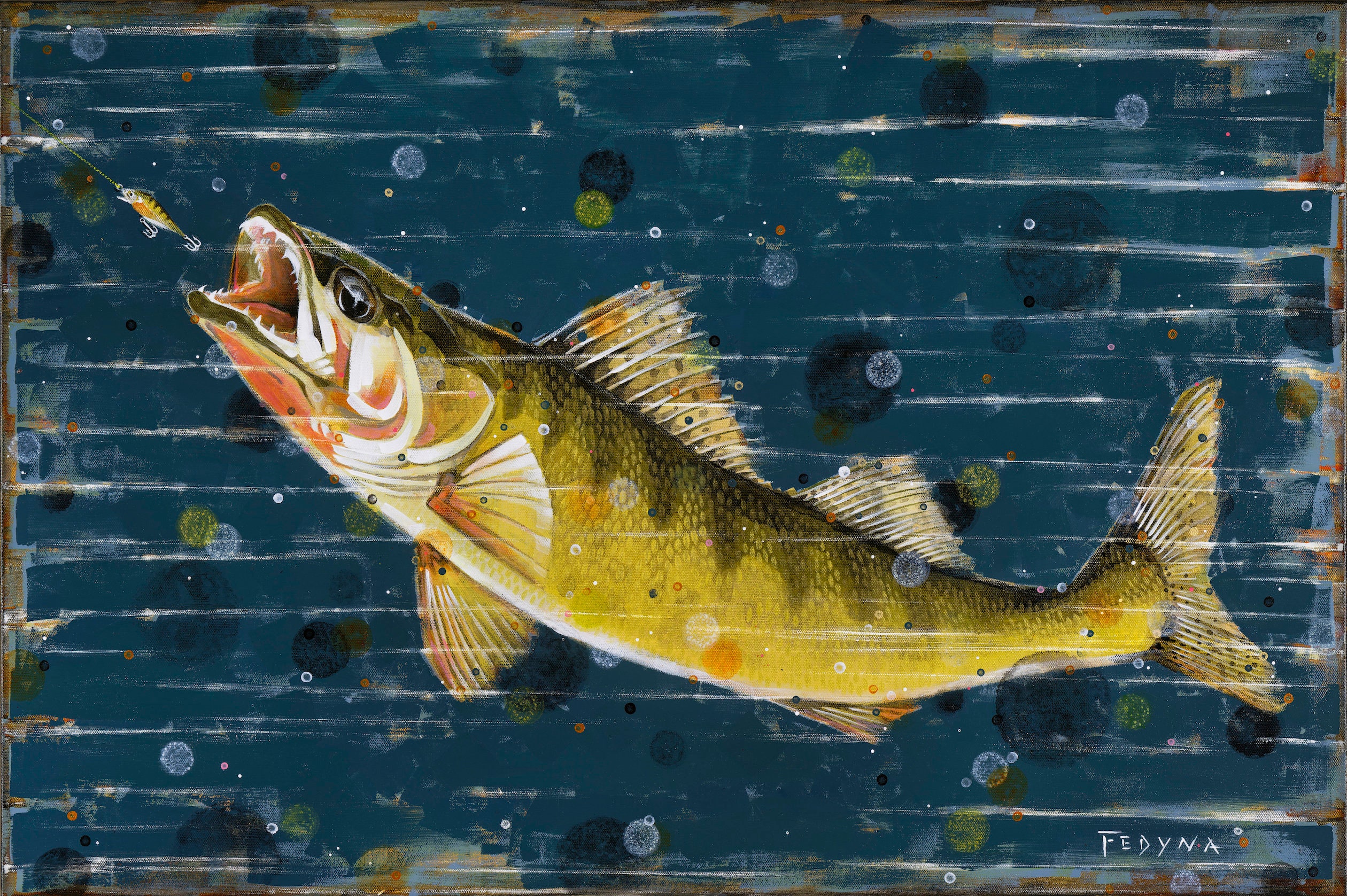 Walleye/pickerel - Sport Lake Fish and Lure - Giclee Matte Paper Print ...