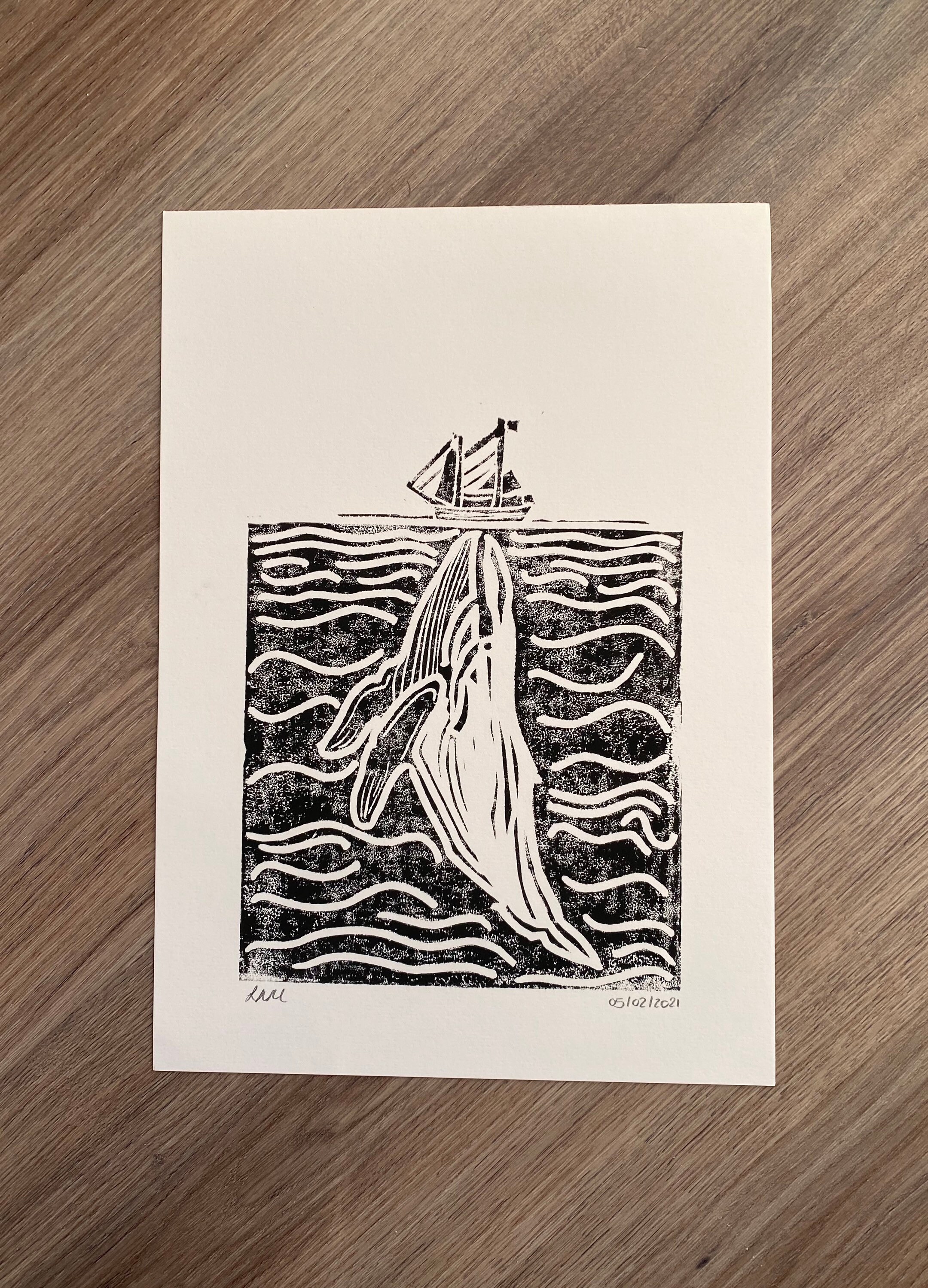 Beautiful A4 Whale Lino Print Marine Ocean Nature Wildlife - Etsy UK