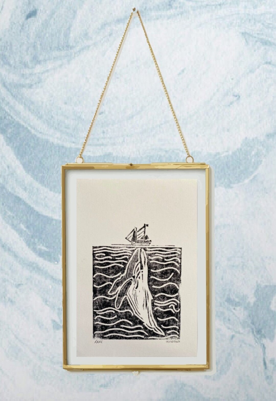 Beautiful A4 Whale Lino Print | Marine Ocean Nature Wildlife ...