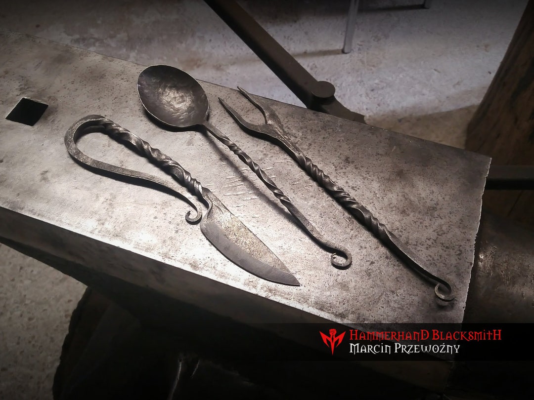 Medieval Hand-forged Dinner Set. Spoon, Fork, Knife, - Etsy