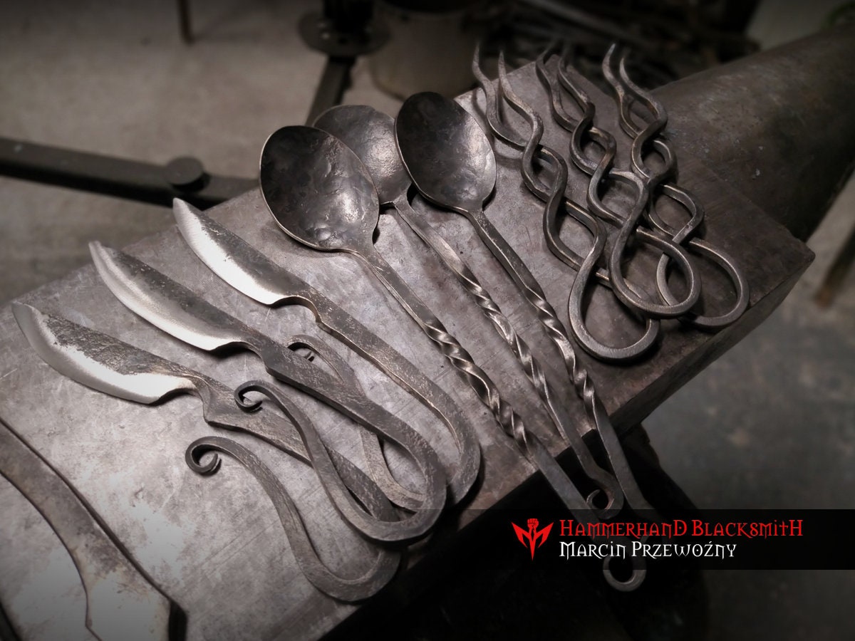 Hand-forged Cutlery. Set Contains (spoon, Fork, Knife) - Etsy