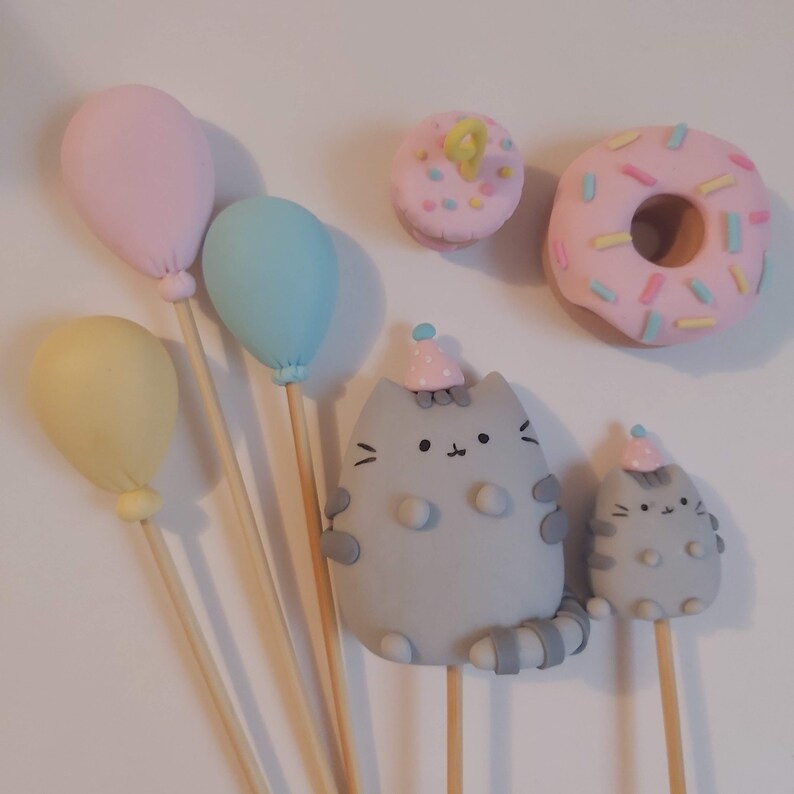 Pusheen el gato Cake Topper Fondant Comestible - Etsy España