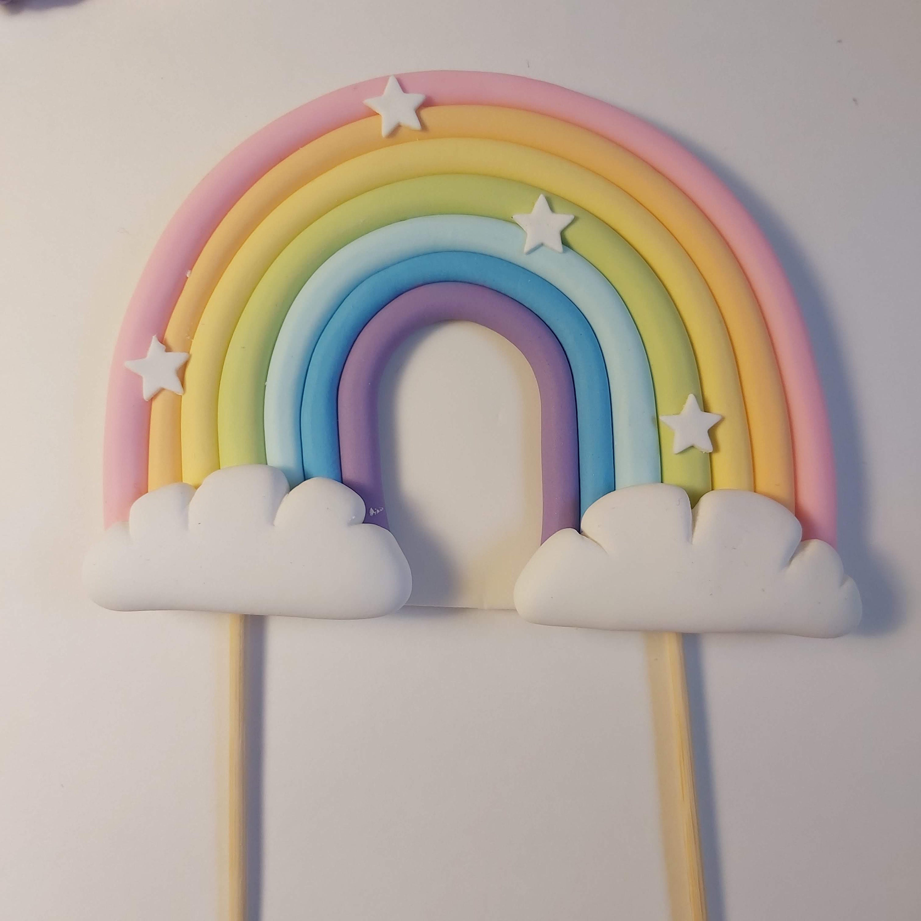 Rainbow Cake Topper Fondant Edible Sugar art | Etsy