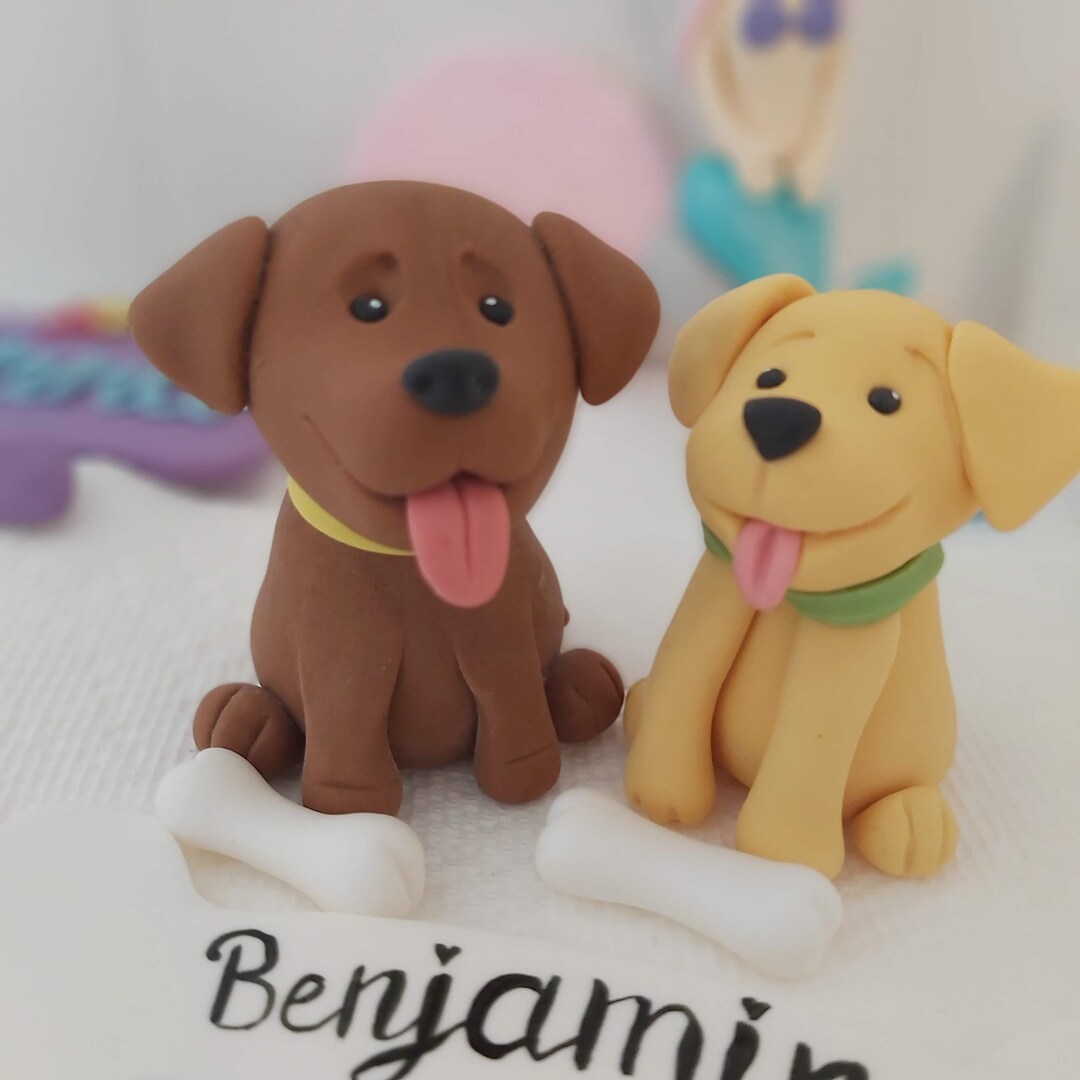 Labrador Dog Cake Topper Fondant Yellow and Chocolate. - Etsy