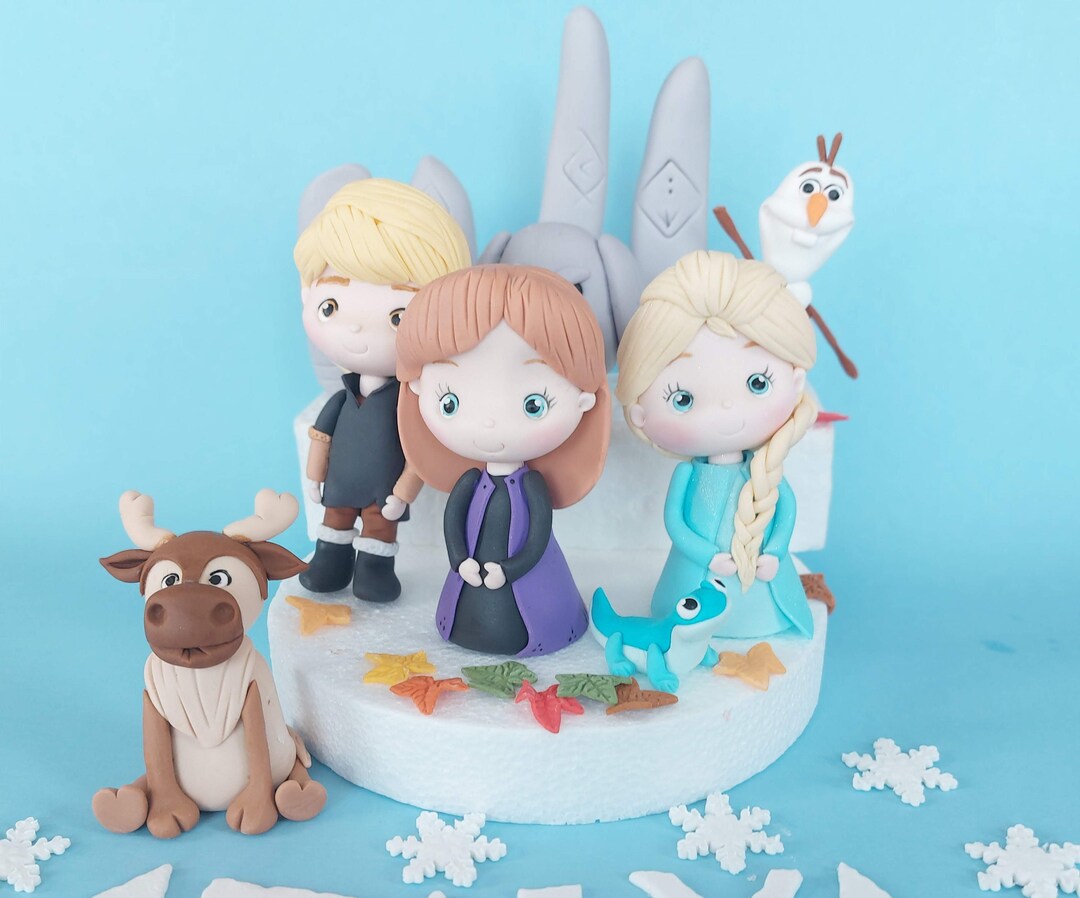 Frozen 2 Cake Topper Fondant Figurines 3D Elsa, Anna, Olaf, Kristoff ...