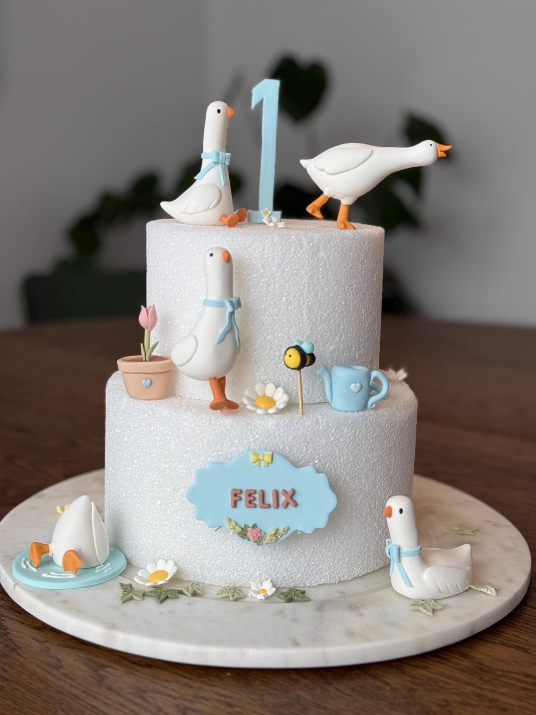 Silly Goose Cake Topper Handmade Fondant - Goose Figurine Set for Cake ...