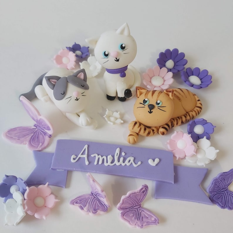 Sugar Kittens Cake Toppers Fondant Edible | Etsy