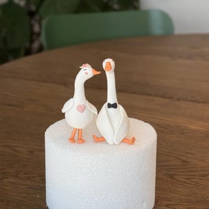 Handmade Fondant Cake Topper – Romantic Goose Couple - - Etsy