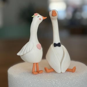 Handmade Fondant Cake Topper – Romantic Goose Couple - - Etsy