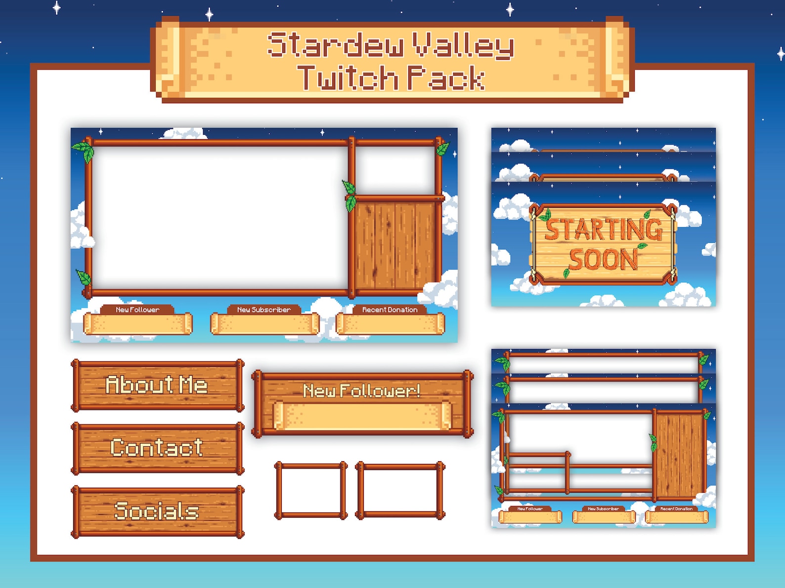Animated Stardew Valley Twitch Pack - Overlays, Panels, Screens, Alerts ...